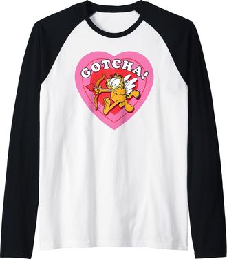 Garfield Cupid Gotcha Heart Valentines Day Cartoon Cat Raglan