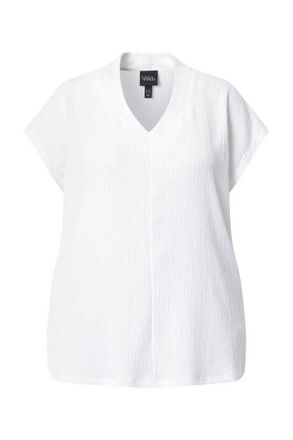 Ulla Popken T-Shirt T-Shirt Oversized Kelchkragen V-Ausschnitt Halbarm