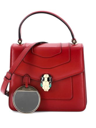 Bulgari Kleine Serpenti Forever Satchel-Tasche aus Leder mit Henkeln - Rot