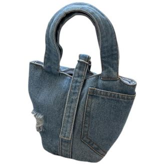 Valiclud Paquet &agrave; Main en Denim Bleu Clair Paquet Portable &agrave; Poign&eacute;e Sup&eacute;rieure Vintage Femme L&eacute;ger pour Voyage Usage Quotidien et Travail Mod&egrave;le Polyvalent R&eacute;