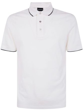 Emporio Armani polo en coton à logo brodé - Blanc