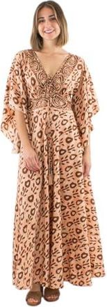 Coline Robe Longue bohème Ample imprimé Ethnique - Couleur : Bordeaux - Taille : L/XL