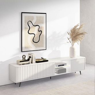 Selsey Selsey - Bello - TV-Lowboard stehend Weiß, mit schwarzen Beinen, led 175 cm breit