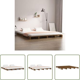 vidaXL Holzbett - Palettenbett Honigbraun 120x200 cm Massivholz Kiefer
