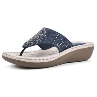 White Mountain Damen Cienna Flipflop, Marineblauer Stoff, 37.5 EU