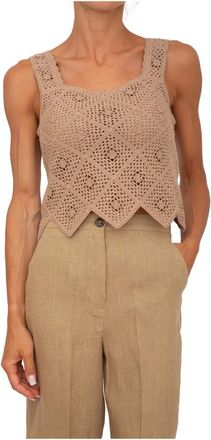Marella Femme, Tops, Beige, Taille: 40/42 FR Maglia Canottiera Top