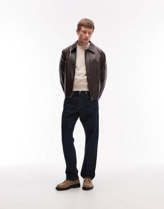 Arket Ocean - Jean droit ample - Bleu fonc&eacute; d&eacute;lav&eacute;