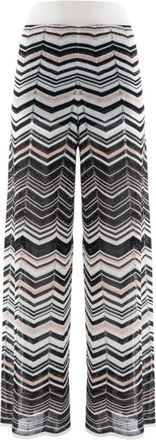 Nenette Femme, Pantalons, Multicolore, Taille: 40 FR Pantalon Palazzo en Maille avec Zig-Zag