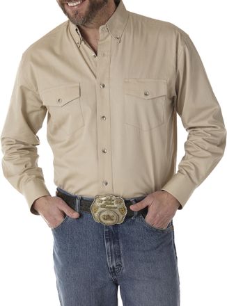 Wrangler Herren Painted Desert Two Pocket Langarm Knopf Arbeitshemd, Hellbraun, Mittel