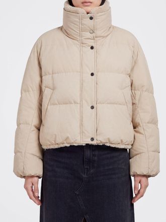 Brunello Cucinelli Kurze gesteppte Daunenjacke von aus Baumwolle mit Pelzkragen