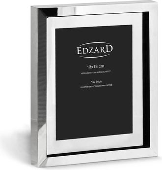 Edzard Bilderrahmen Caserta mit Glas-Passepartout für Foto 13 x 18 cm, edel versilbert, anlaufgeschützt