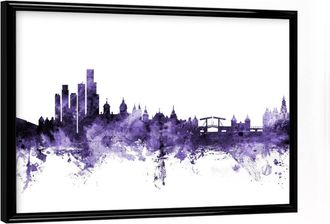 artboxONE Poster mit schwarzem Rahmen 18x13 cm St&auml;dte Amsterdam NL Skyline Violet - Bild Amsterdam