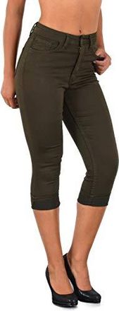 ESRA Jean Femme Capri High Waist Pantalon pour Femmes Capri Taille Haute Capri Jean J316