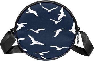 Generic Sac &agrave; bandouli&egrave;re Circle pour femme, mouettes, petit sac &agrave; bandouli&egrave;re sans couture, sac &agrave; dos avec fermeture &eacute;clair, bretelles r&eacute;glables, sac &agrave; main 