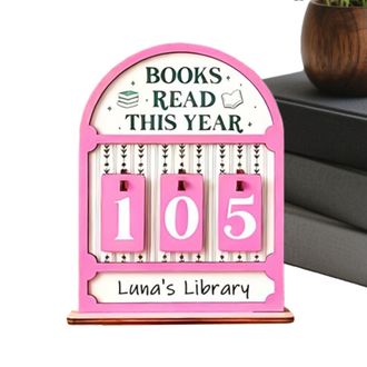 Generic Books Read This Year Counter, Buch Tracker Schild aus Holz, Rustikales Lesetracker Schild, B&uuml;cherregal Buchz&auml;hler Tracker, Leseziele Dekoration f&uuml;r Le