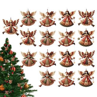 Generico Engel des Weihnachtsbaums | Kleine Retro-Anhänger 2D | 16 Stück Weihnachtspuppen - für Wand, Tür, Kamin, Auto, Regal, Wohnzimmer, Schlafzimmer, Tisch,