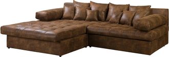Mooved home24 Ecksofa Braun Microfaser Goda 284 x 84 x 243cm Longchair davorstehend links Modern