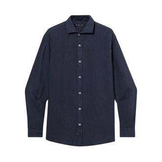 Brooks Brothers Homme, Chemises, Bleu, Taille: M Chemise en lin coupe ajust&eacute;e &agrave; col italien