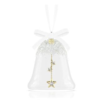 Swarovski Annual Edition Weihnachtsglocke 2025, Festliches Kristallornament im Glasdesign mit 1.300 Kristallen, Sternenklöppel und Weißem Ripsband, Größe: 9 x 7