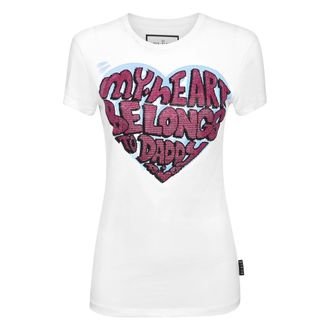 Philipp Plein Femme, Tops, Blanc, Taille: 42 FR T-Shirt Pure avec Cristaux
