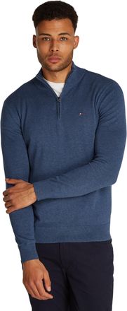 Tommy Hilfiger Herren Pullover mit Reißverschluss Essential Cotton Mock Halbzip, Blau (Aegean Sea Heather), 3XL