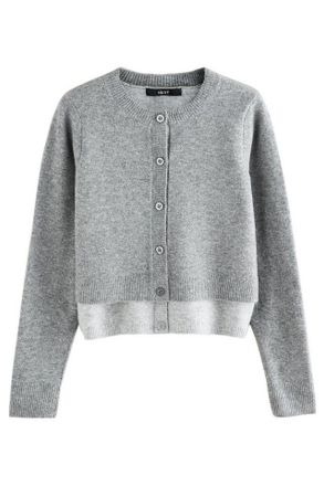 Next Rundhalspullover Doppellagige Strickjacke mit Rundhalsausschnitt (1-tlg)