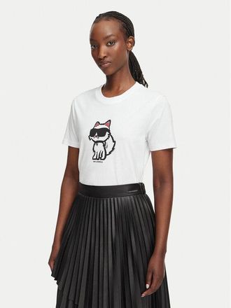 Karl Lagerfeld T-Shirt Ikon Sketch Choupette A1W17128 Wei&szlig; Regular Fit