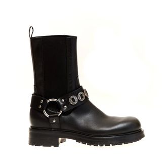 Elena Iachi Femme, Chaussures, Noir, Taille: 37 EU Bottines de motard clout&eacute;es noires