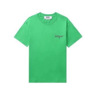 Msgm Gr&uuml;nes Baumwoll-T-Shirt f&uuml;r Frauen - - Tops - Herren - Gr&uuml;n - XS