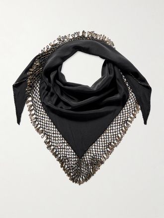 Isabel Marant Foulard En Crêpe De Soie Et En Mailles Ajourées À Perles Ezane - Noir