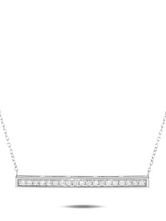 Luxury Bazaar collier Bar en or blanc 14ct pavé de diamants - Argent