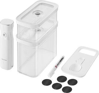 Zwilling FRESH & SAVE CUBE Set de démarrage sous vide, taille M, set de conservation sous vide de 5 pièces, incluant 3x boîtes CUBE M, pompe à vide, cuillère d