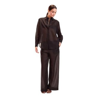Cynthia Rowley Chemisier Salina Transparente - Femme - Blouses et Chemises - Noir - Taille: 40 FR