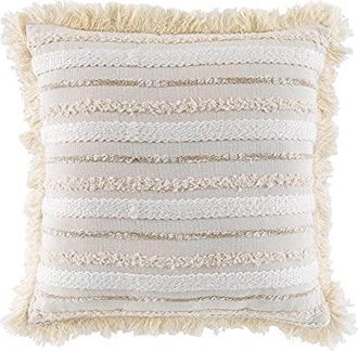 Douceur d'Intérieur DOUCEUR DINTERIEUR Atlas Kissen, Abnehmbarer Bezug, Natur, 40 x 40 cm