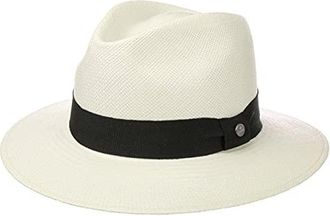 Lierys Chapeau Georgo Panama Femme/Homme - Made in Ecuador en Paille de Chapeaux pour Homme avec Ruban Gros Grain Printemps-ete Ete - XXL (63-64 cm) Blanc-No