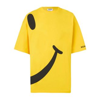 Moschino Homme, Tops, Jaune, Taille: S Smiley Cotton T-Shirt