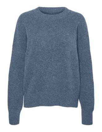 Vero Moda Vmboom Ls Pull &agrave; col Rond GA Noos Tricot, Bleu chin&eacute;/d&eacute;tail : m&eacute;lang&eacute;, L Femme