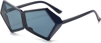 Generic Lunettes de soleil punk polygon 2026 pour homme - Lunettes de soleil surdimensionnées vintage - UV400, bleu, gris, taille unique