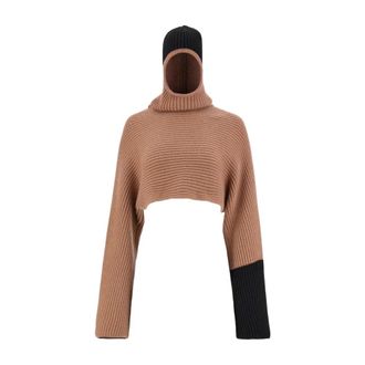 Ferragamo Beige Colour-Block Rippstrickpullover - - Knitwear - Damen - Beige - L