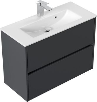 Magnolia Home Badm&ouml;bel Taifun Slimline 80cm 2 grifflose SoftClose Ausz&uuml;ge grafit