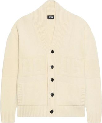 GCDS Gcds, Homme, Pulls, Beige, Taille: L Cardigan Boutonné avec Logo