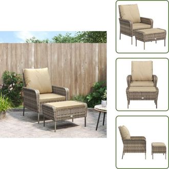 vidaXL Vidaxl - Gartenstuhl mit Fu&szlig;hocker Hellbraun Poly Rattan - Gartenstuhl - Polyethylen M&ouml;bel - Outdoor Furniture - Gartenm&ouml;beln - Relaxsessel