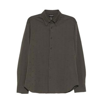 Emporio Armani Homme, Chemises, Gris, Taille: M Logo Cotton Shirt