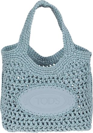 Tod's Femme, Sacs, Bleu, Taille: ONE Size Sac cabas en raphia avec crochet artisanal