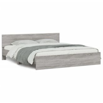 vidaXL Bettgestell mit Kopfteil Grau Sonoma 200x200 cm Vidaxl
