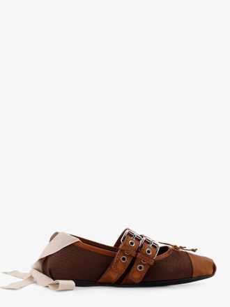 Miu Miu Canvas and leather blend ballerinas - MIU MIU - gender_Woman