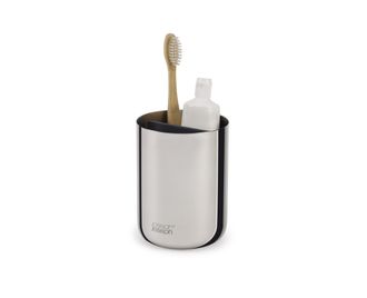 Joseph Joseph EasyStore - Luxus Edelstahl Zahnbürstenhalter Caddy Badezimmer Lagerung, Regular- Stahl