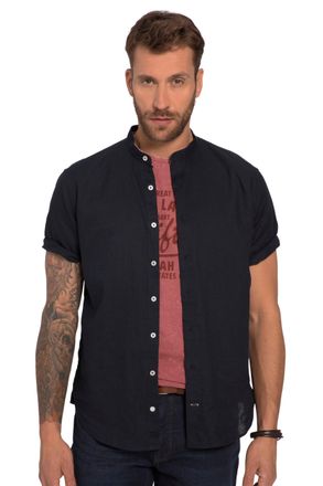 JP1880 Herren große Größen Übergrößen Menswear L-8XL Hemd, Halbarm, Leinenmix, Stehkragen, Modern Fit Navy blau 4XL 815225130-4XL