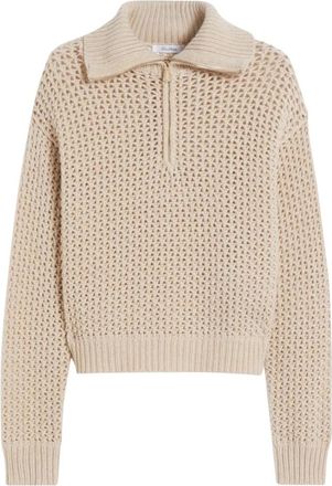 Max Mara Femme, Pulls, Beige, Taille: 38 FR Pull en laine, cachemire et lurex