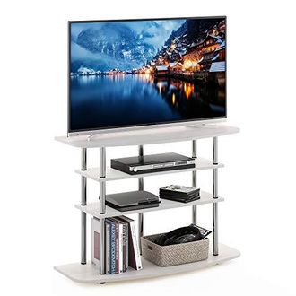 Furinno Turn-N-Tube Frans Meuble TV pour Téléviseur Jusquà 46 Pouces, Bois dingénierie, Chêne Blanc, 4 Niveaux